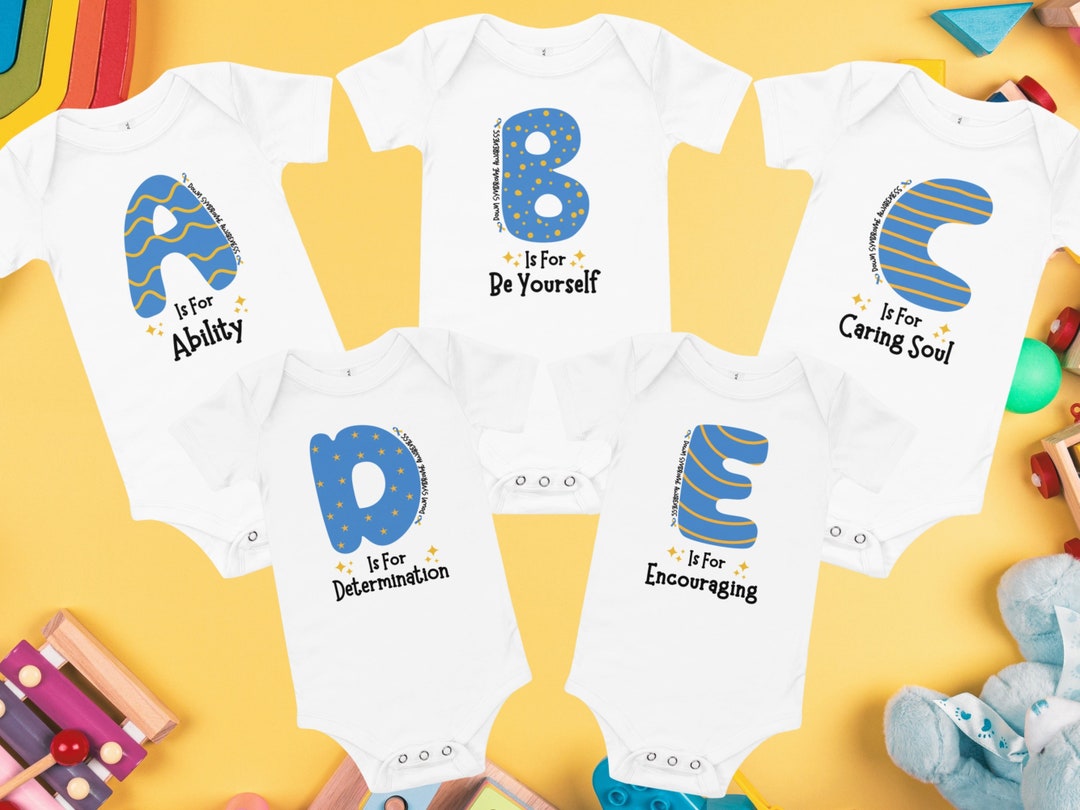 Down Syndrome Alphabet Baby Bodysuit, T21 Awareness Baby Top, Gift for ...