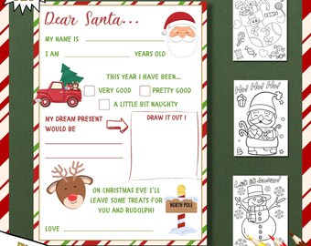 Letter to Santa PRINTABLE, Dear Santa, Kids Christmas List, Bonus ...