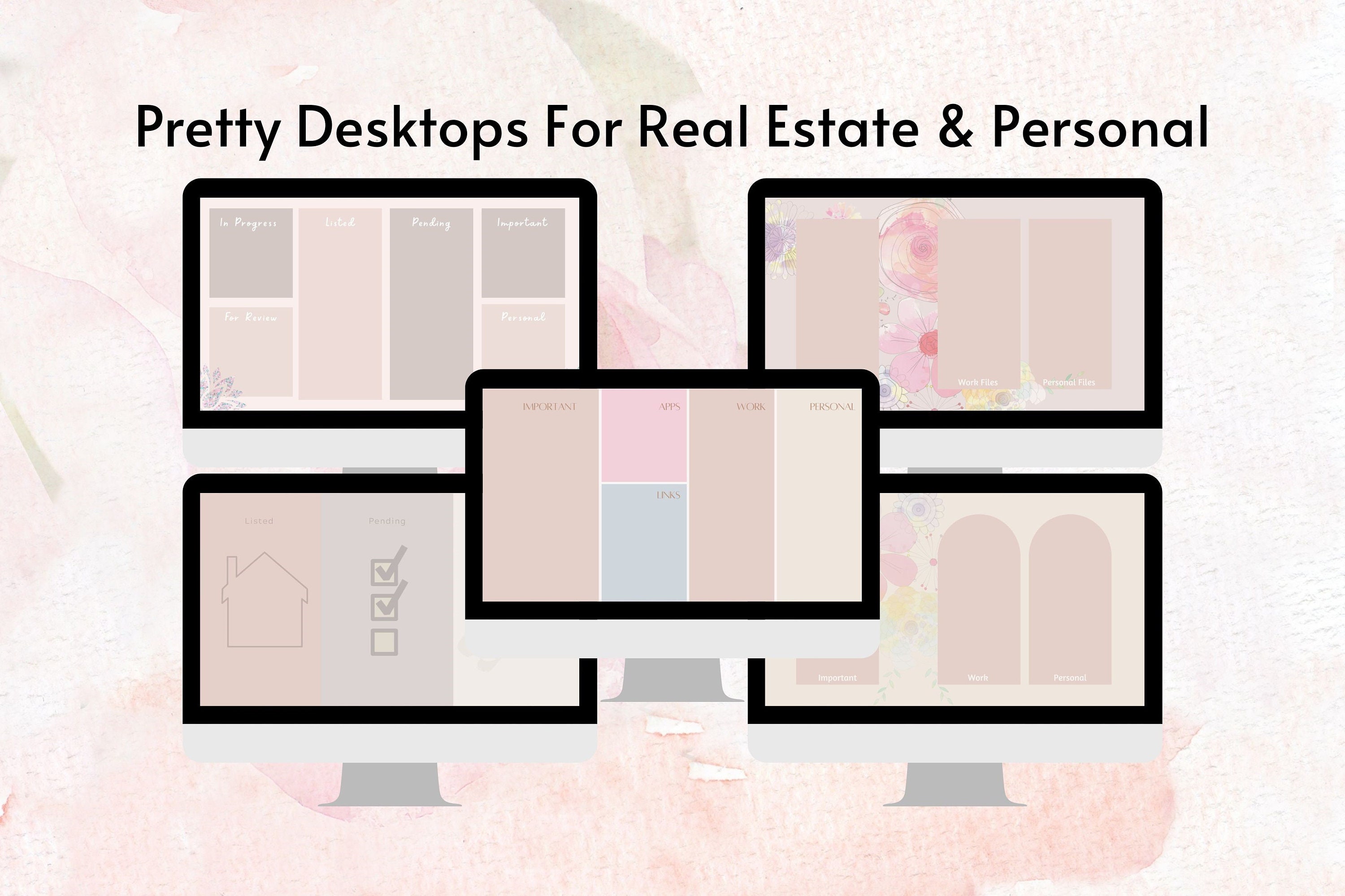 5 Pack Real Estate Pretty in Pink Desktop Deal Organizers + Pink Peach ...