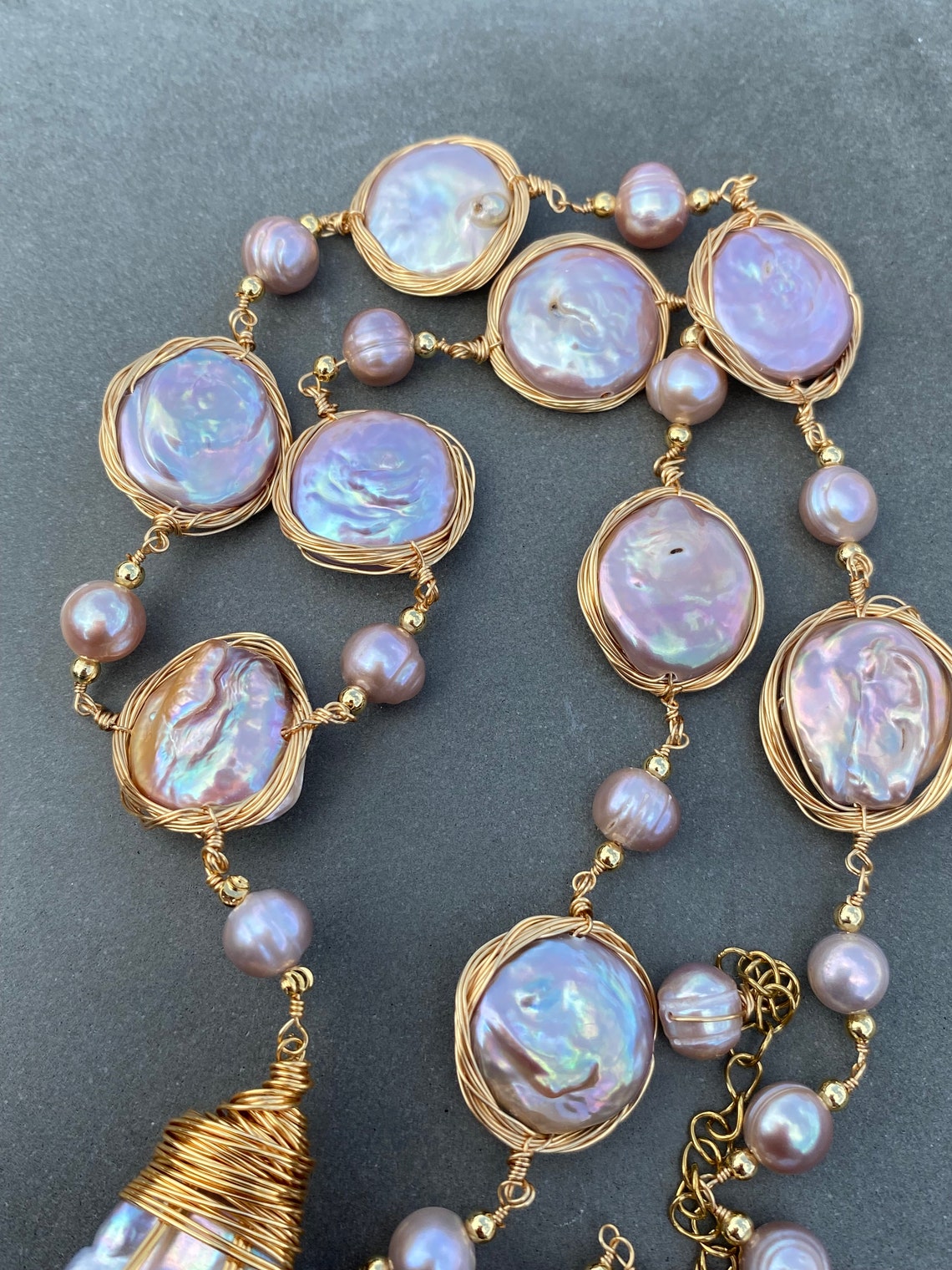 666 Genuine Freshwater Purple Big Baroque Fireballs Pearls Hand Made ...