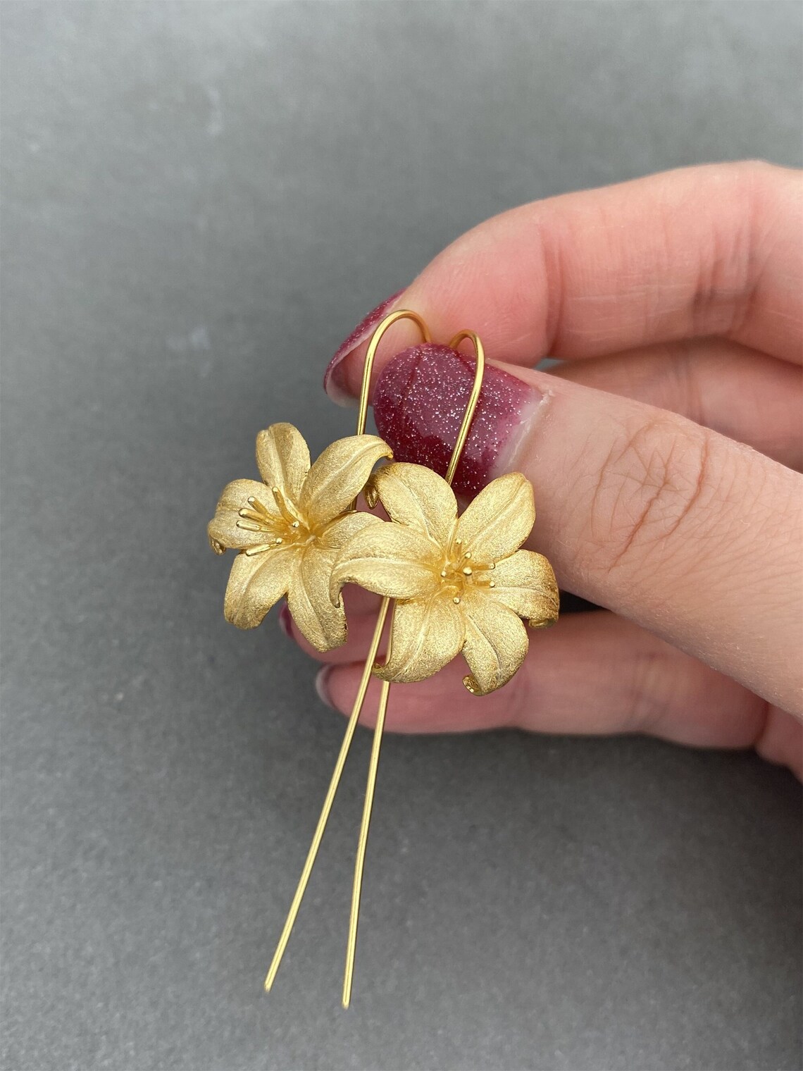 Big Gold Flower Earrings. 24k Gold Flower Earrings. Gold Plated ...