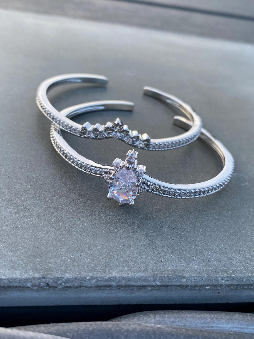 Designer Inspired Princess Queen Cut Diamond Pastes Bangle Bracelets ...