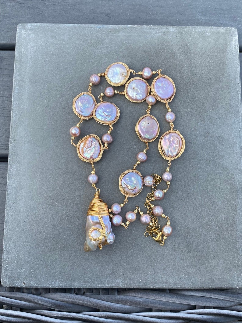 666 Genuine Freshwater Purple Big Baroque Fireballs Pearls Hand Made ...