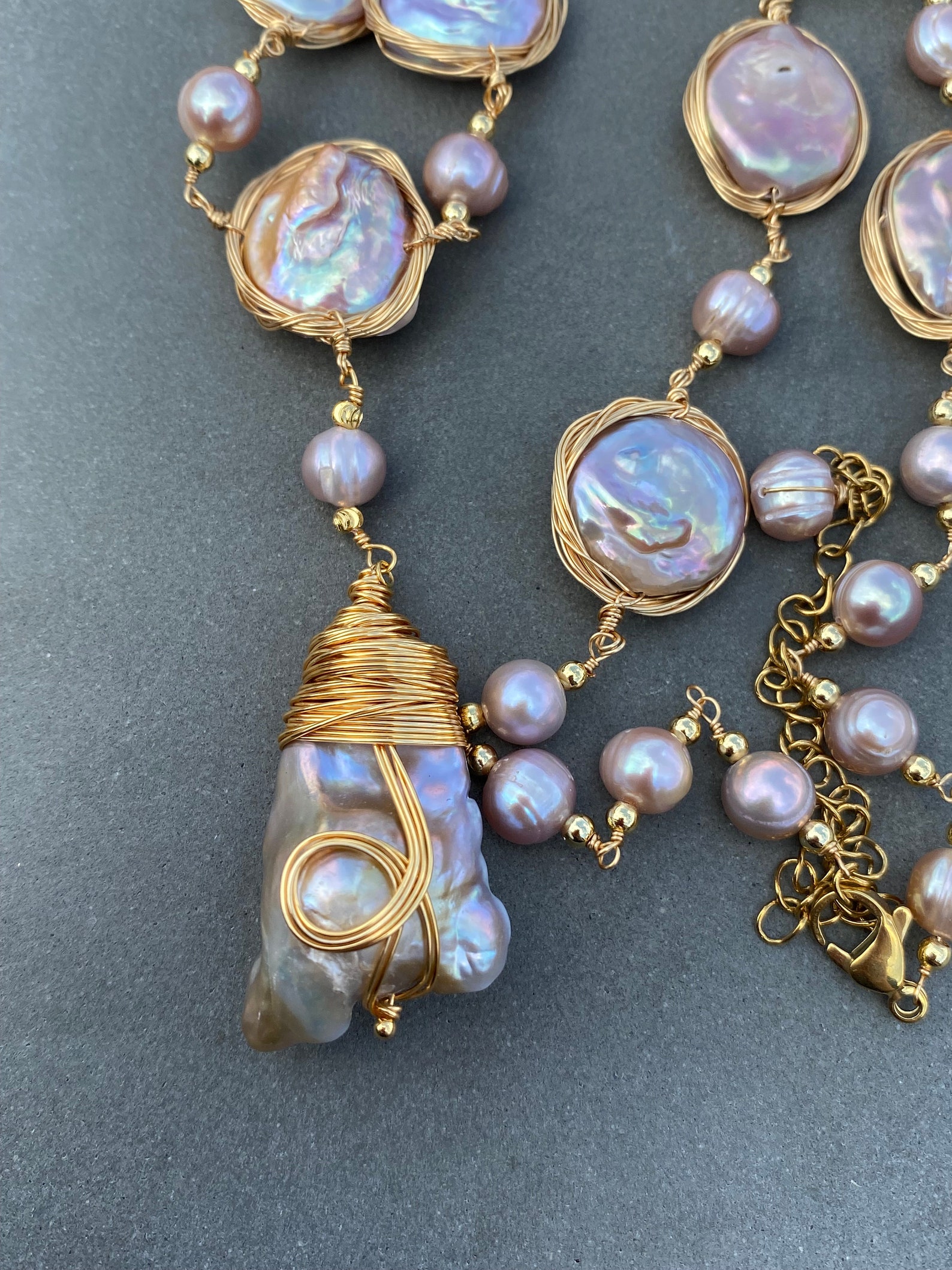 666 Genuine Freshwater Purple Big Baroque Fireballs Pearls Hand Made ...
