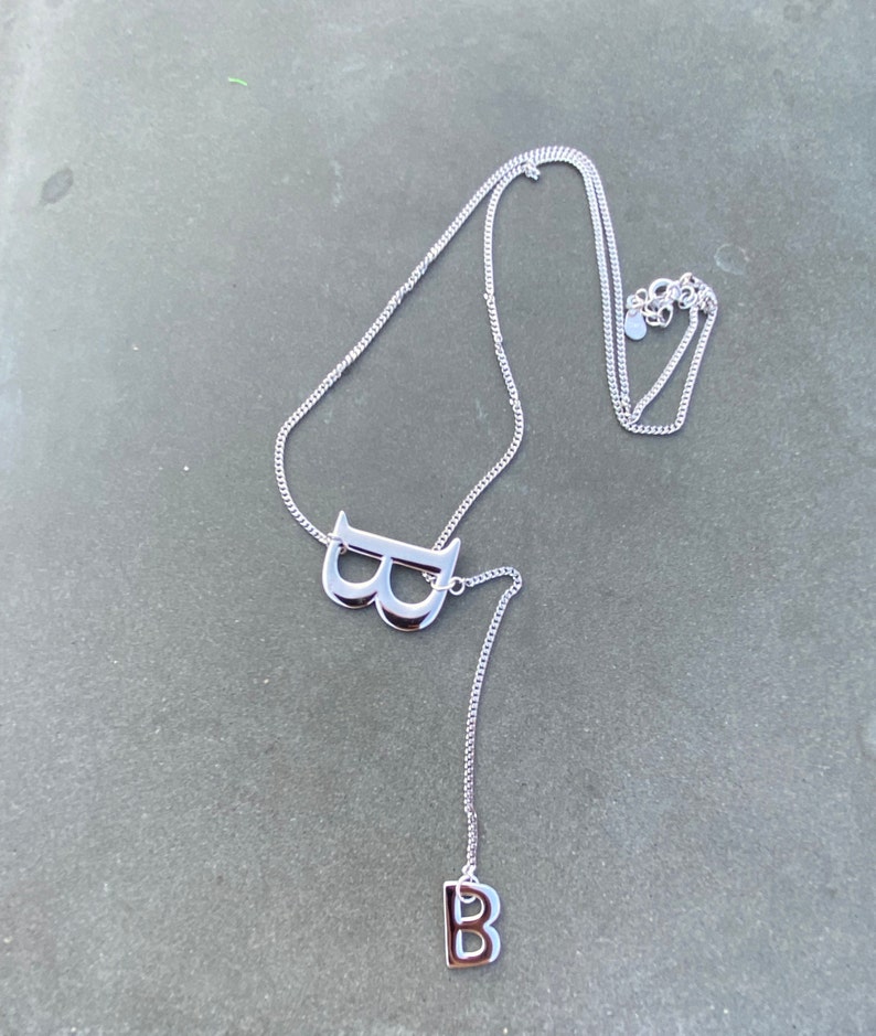 Sterling Silver Double Letter B Chain Necklace With Gift Box Birthday ...