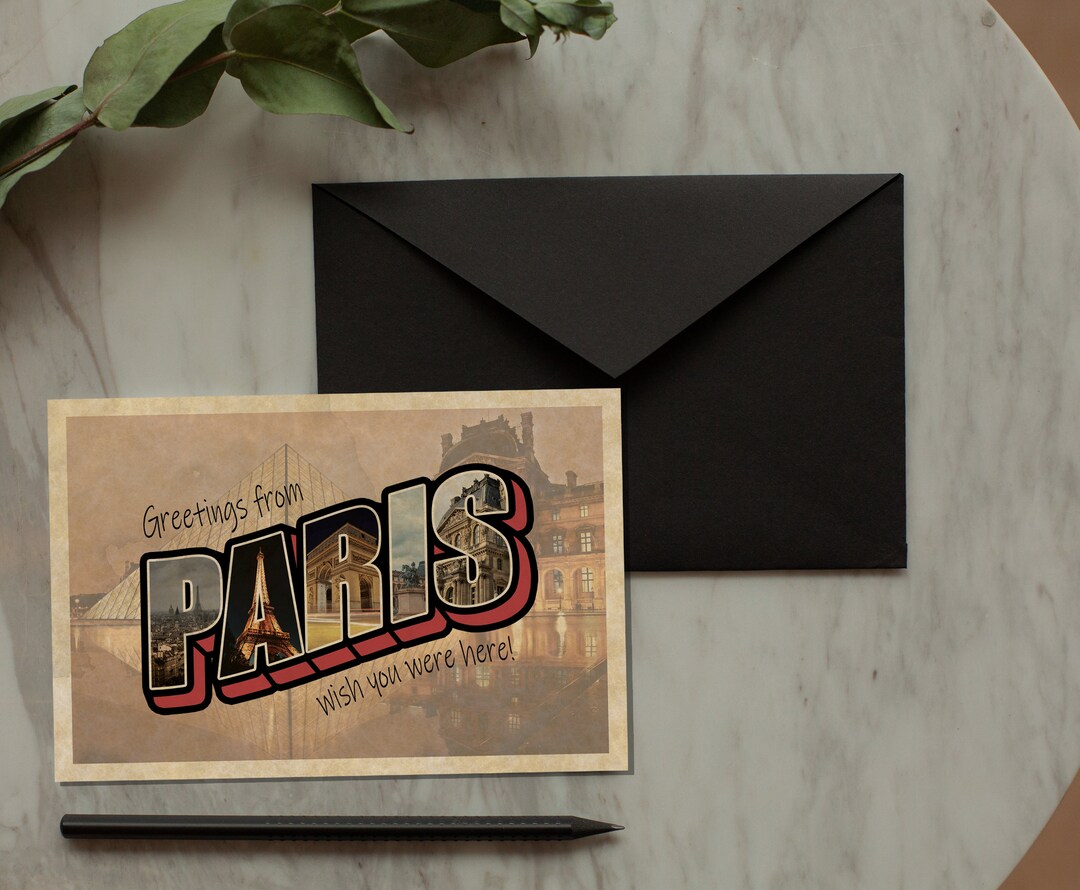 Vintage Postcard - PARIS , Printable Postcard, Digital Postcards ...