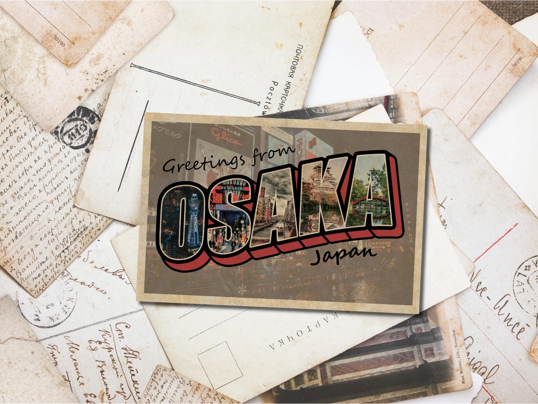 Vintage Postcard - Osaka, Printable Postcard, Digital Postcards ...