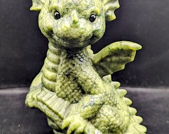Carved Green Jade Dragon - Etsy