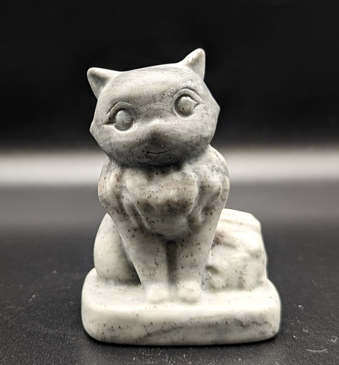 Soapstone Cat, Adorable Grey Cat, Natural Stone, Healing Crystal - Etsy