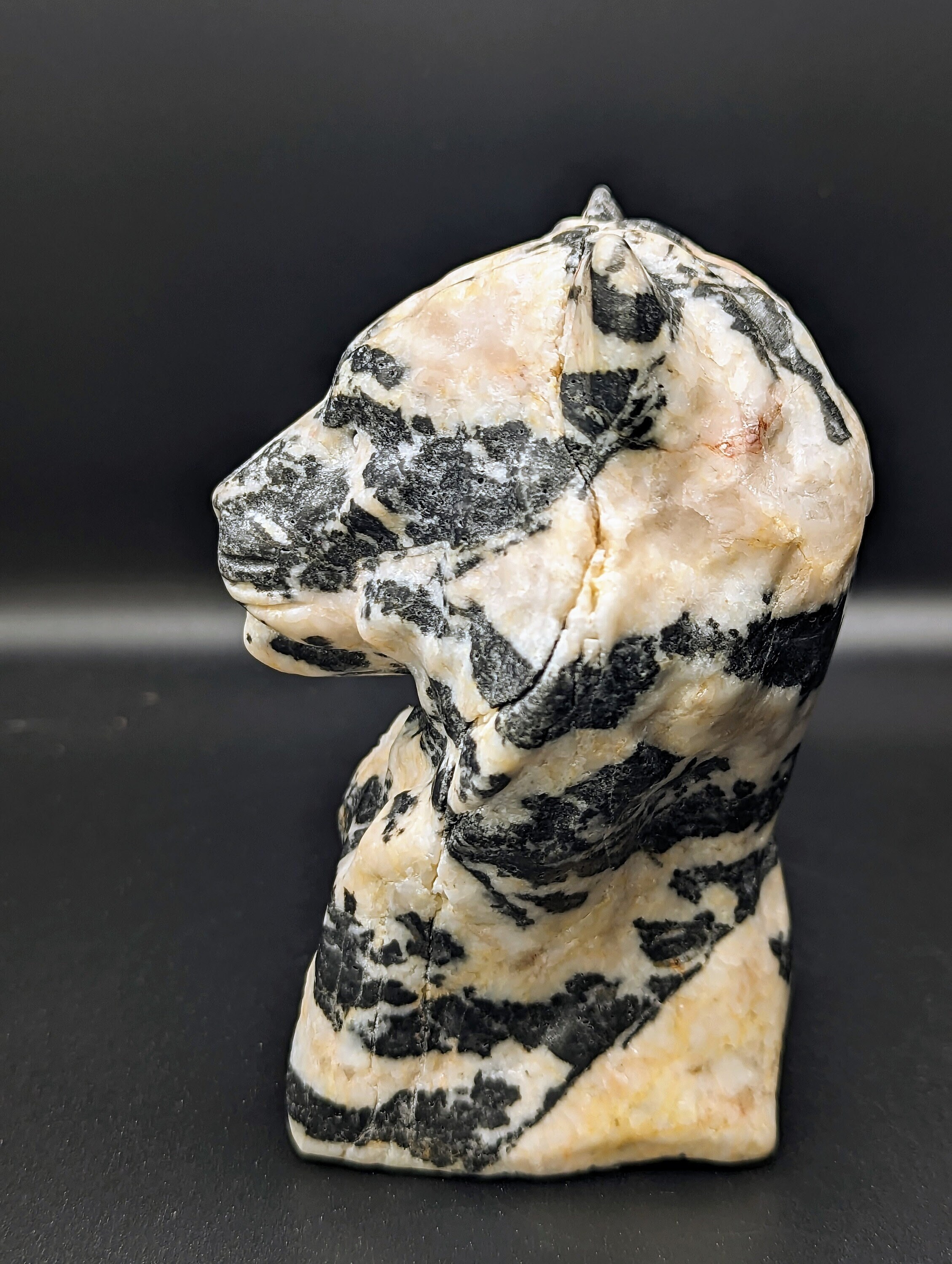 Black and White Zebra Jasper Wolf Bust, Wolf Head, Natural Decor - Etsy