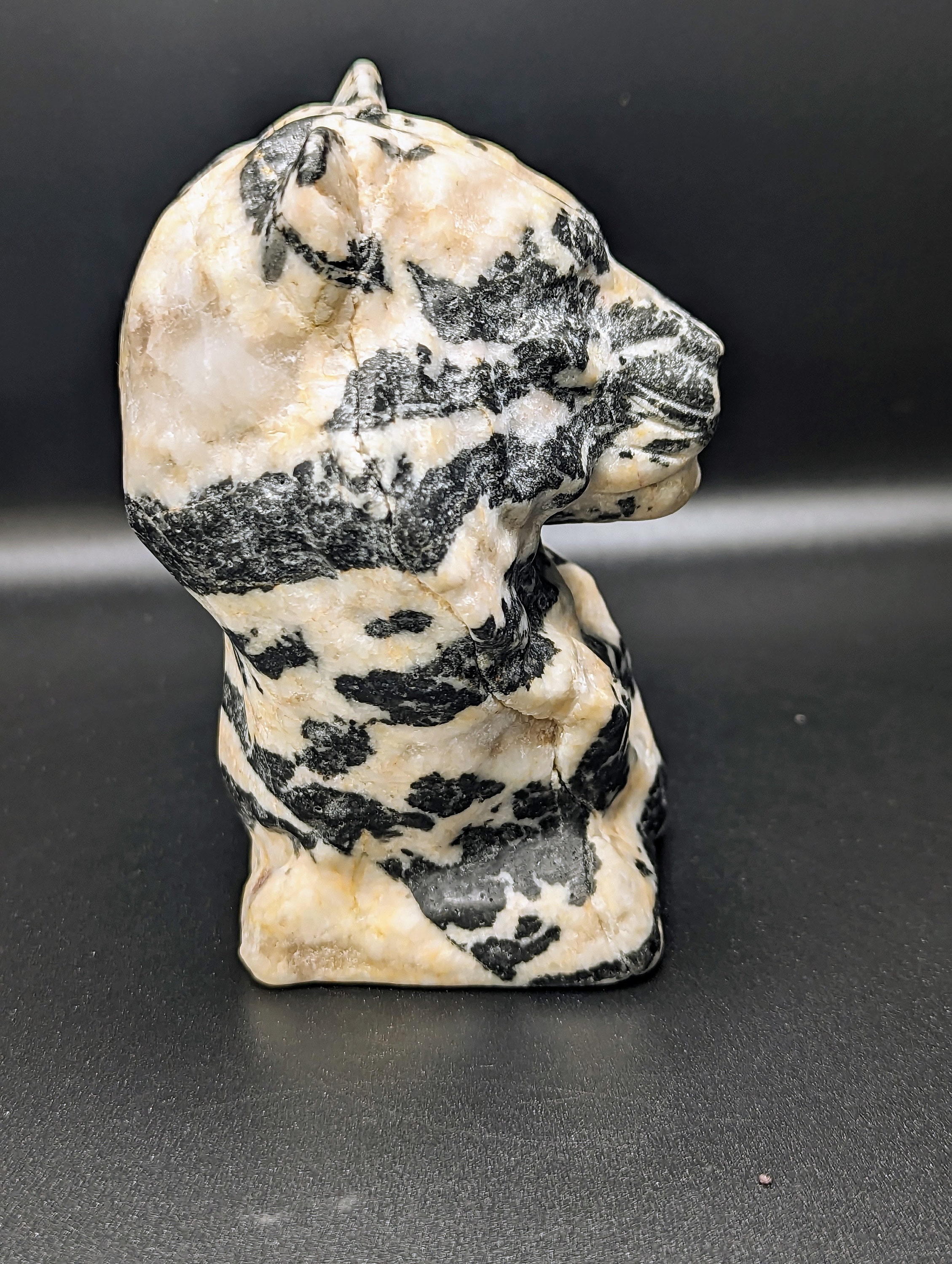 Black and White Zebra Jasper Wolf Bust, Wolf Head, Natural Decor - Etsy