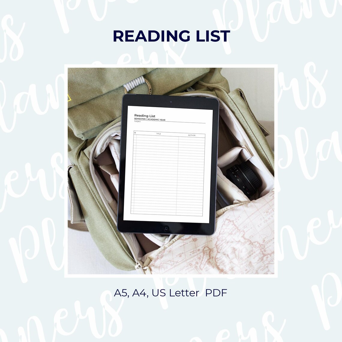 Reading List Tracker, Student Planner Printable, College, University ...