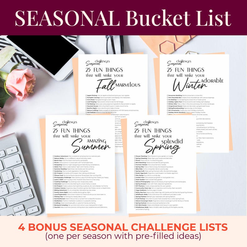 Seasonal Challenges Planner Inserts: A4, A5, Letter (digital Download ...