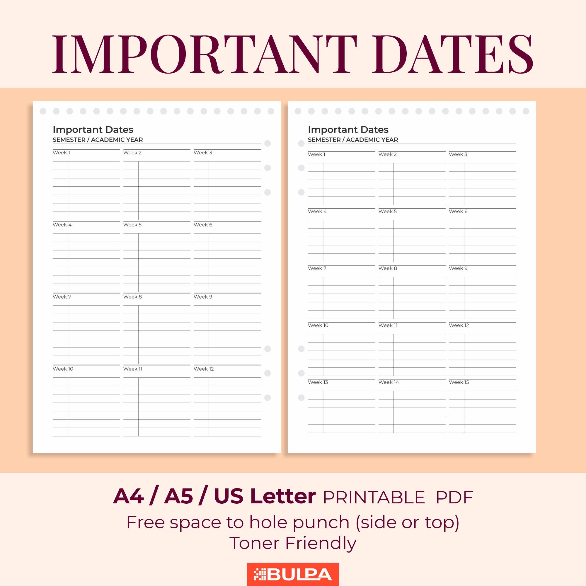 Academic Semester Tracker: Printable Student Planner (A4, A5, Letter ...