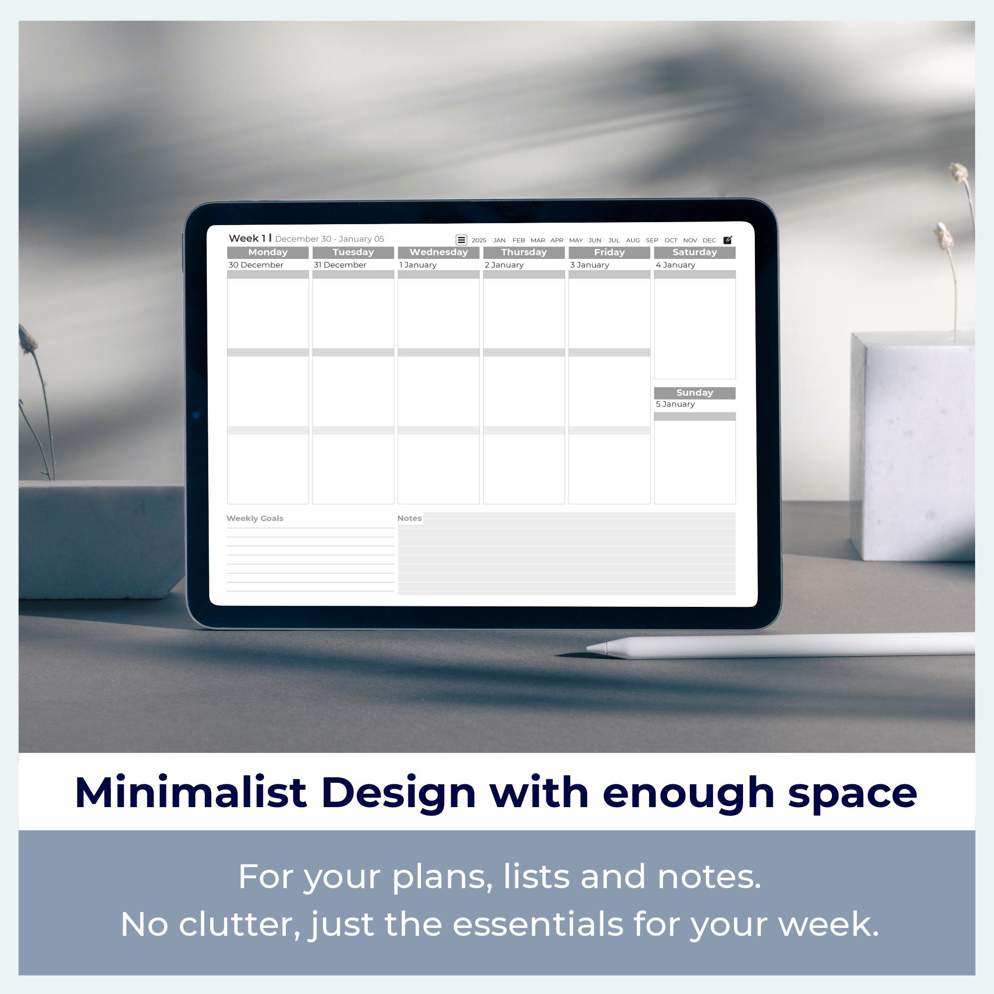 2025 Digital Weekly Planner, Hyperlinked PDF Planner for for Goodnotes ...