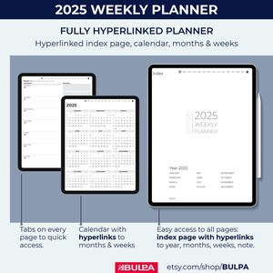 2025 Digital Weekly Planner, Hyperlinked PDF Planner for for Goodnotes ...