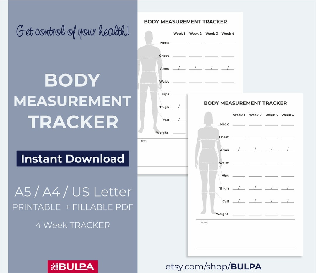 Weekly Body Measurement Tracker, Keep Record Weight Body, Shape and ...