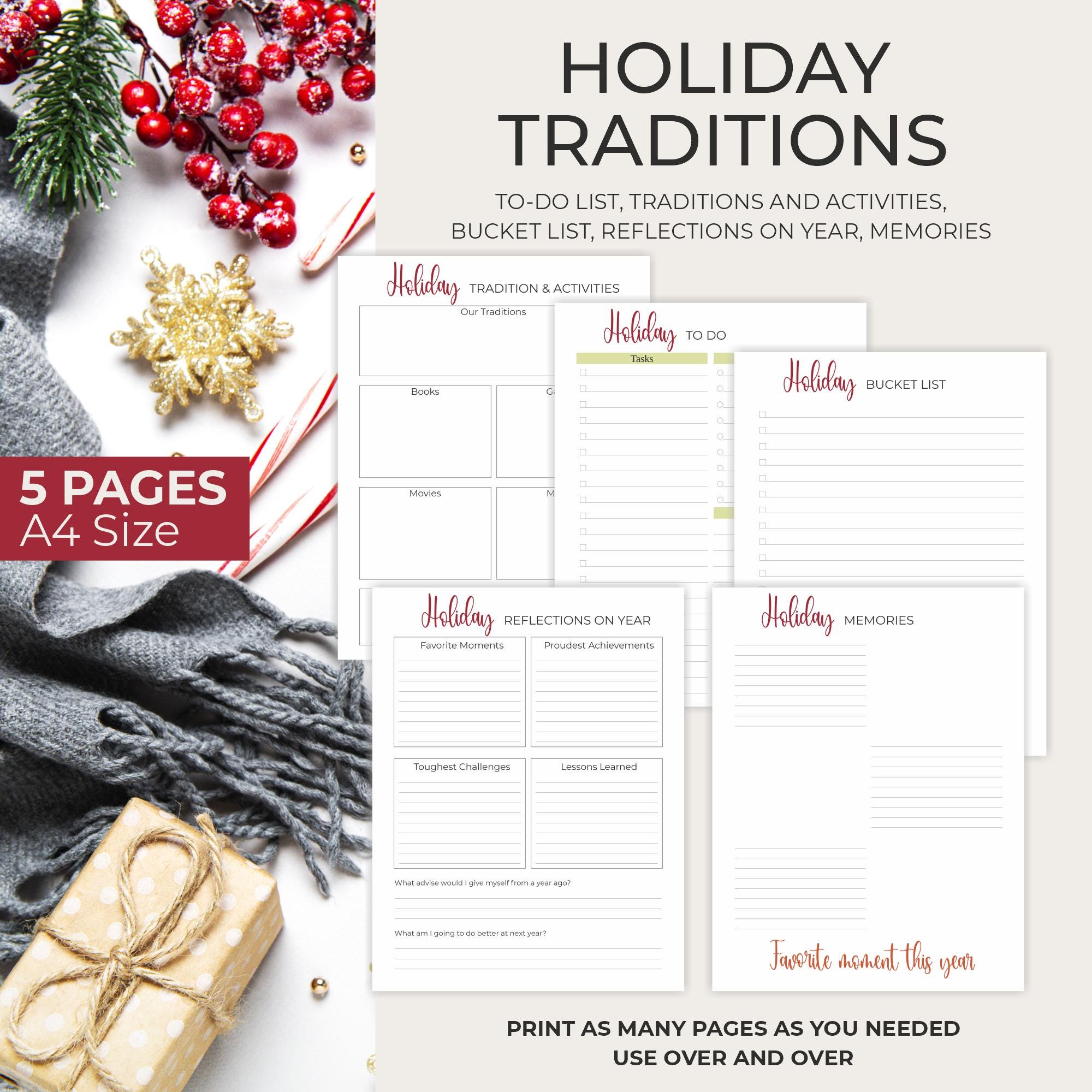 Christmas Planner, Printable A4 Size, Holiday Planner, Xmas Organizer ...