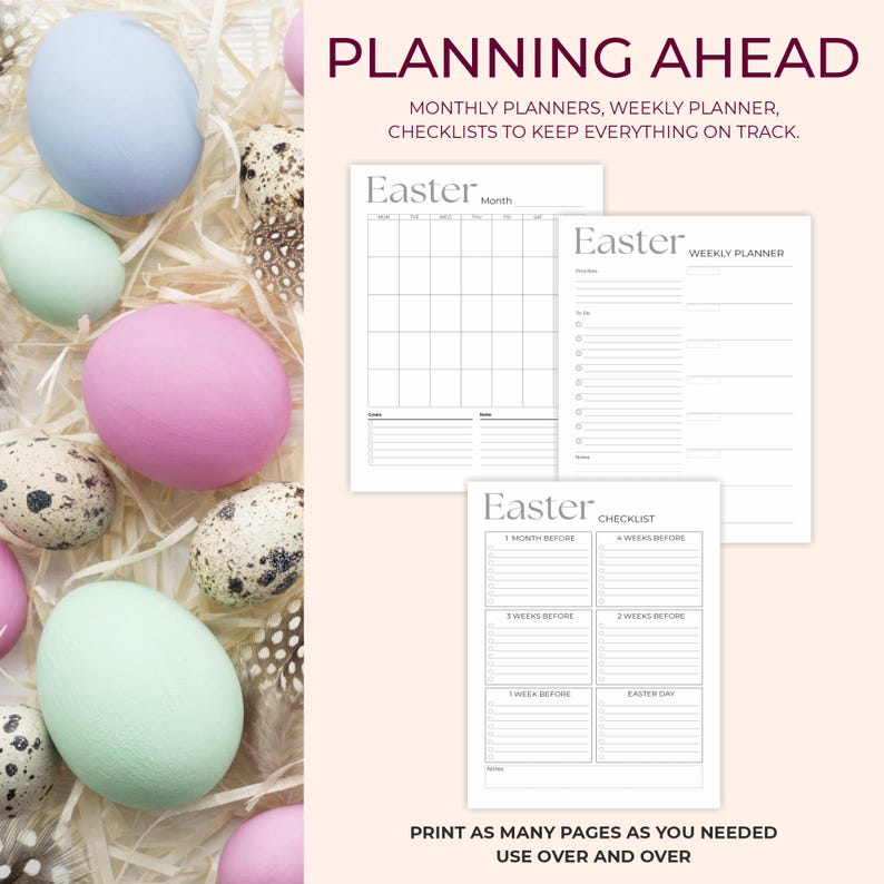 Elegant Easter Planner - A5, A4, US Letter Printable PDF, Helps Balance ...