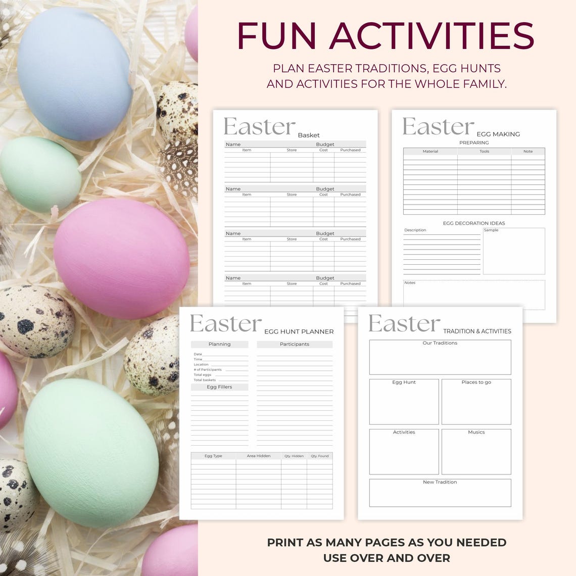 Elegant Easter Planner - A5, A4, US Letter Printable PDF, Helps Balance ...
