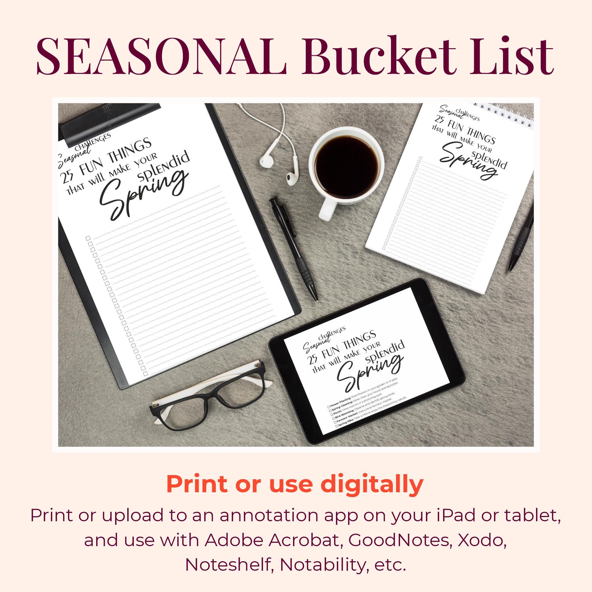 Seasonal Challenges Planner Inserts: A4, A5, Letter (digital Download ...