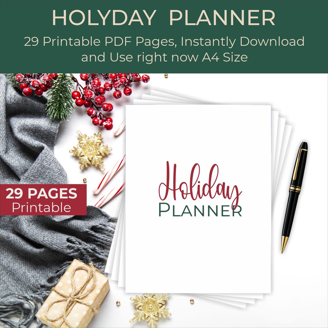 Christmas Planner, Printable A4 Size, Holiday Planner, Xmas Organizer ...