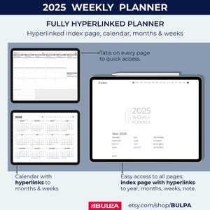 2025 Digital Weekly Planner, Hyperlinked PDF Planner for for Goodnotes ...