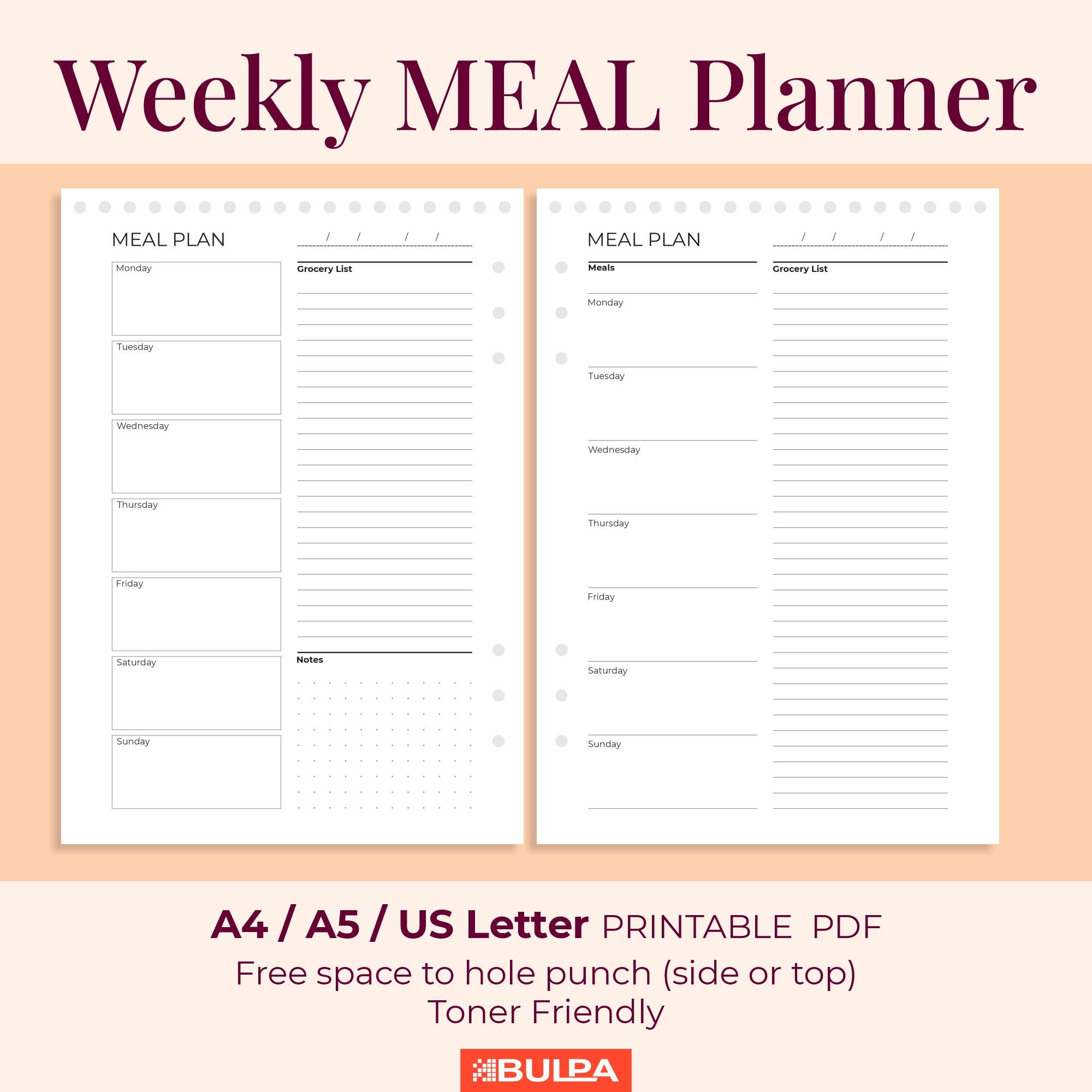 Weekly Meal Planner Printable Organizer for Meal Planning & Grocery ...