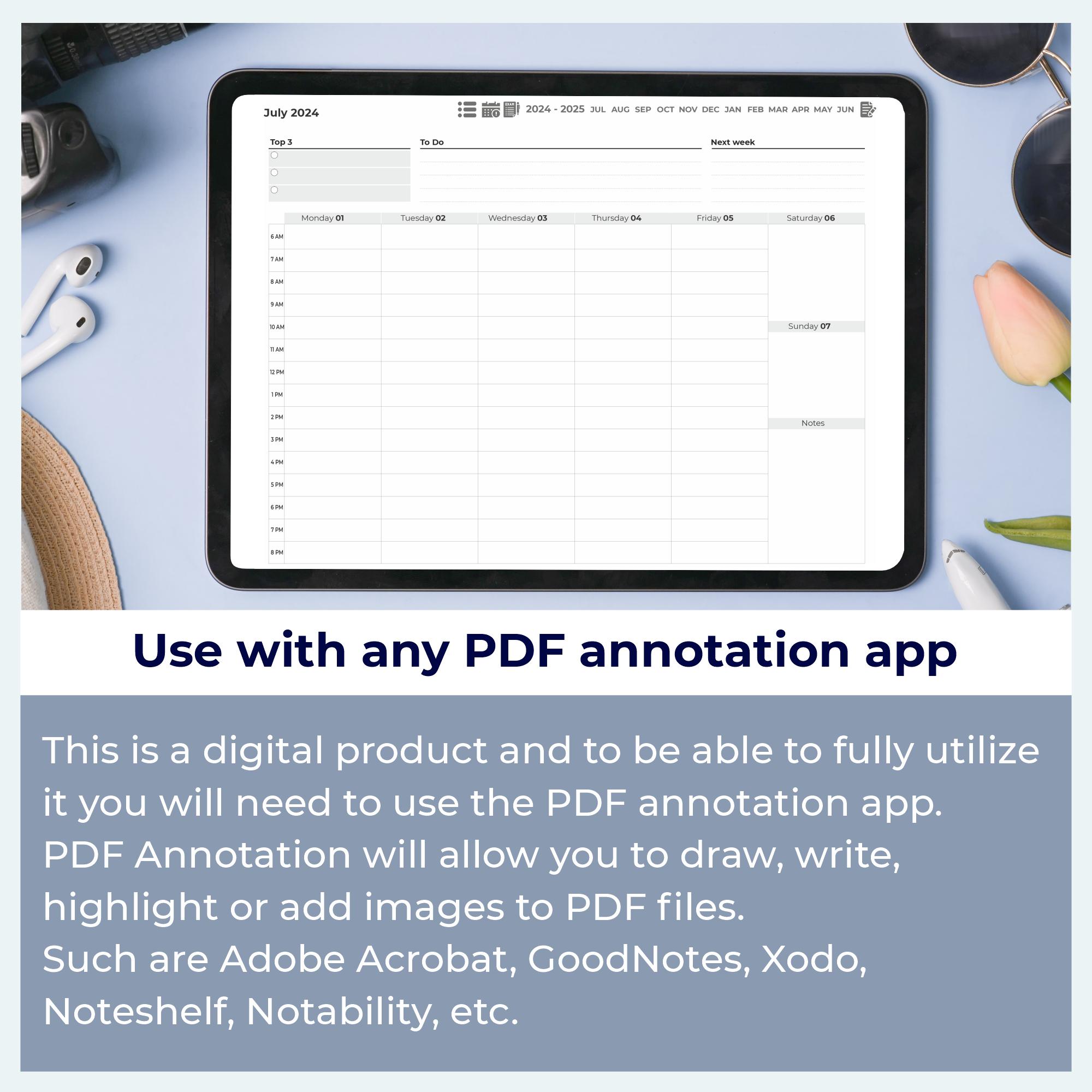 2024 - 2025 Student Digital Weekly Schedule Planner, Hyperlinked PDF ...