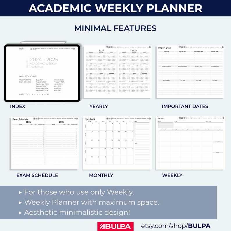 2024 - 2025 Student Digital Planner, Hyperlinked PDF Planner for ...