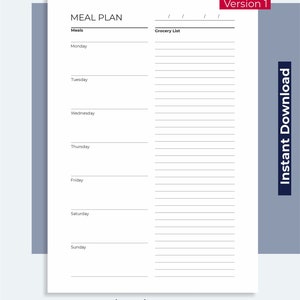 Weekly Meal Planner Printable Organizer for Meal Planning & Grocery ...