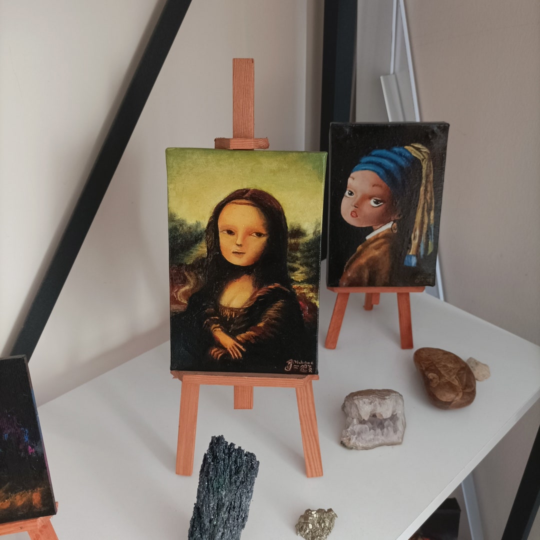 Mona Lisa Small Cute Oil Painting. Made by Hand - Etsy