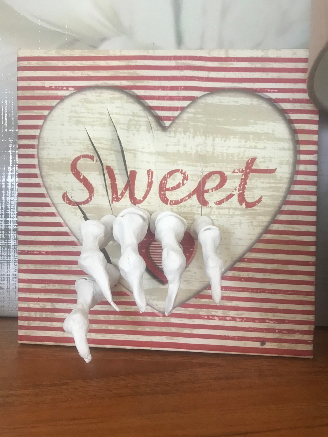 Creepy Skeleton Hand Ripped Canvas - Horror Art - Etsy