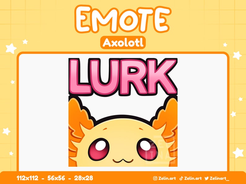 Yellow Axolotl Peek Lurk | Emote for Twitch, Discord and Youtube ...