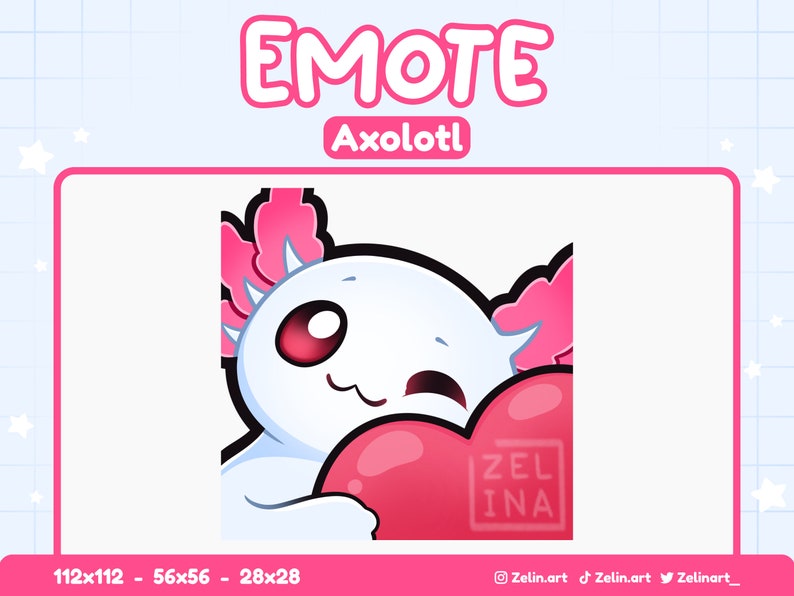White Axolotl Heart Love | Emote for Twitch, Discord and Youtube ...