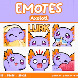 Purple Axolotl | Emote Bundle for Twitch, Discord and Youtube | Stream Assets, Cute, Purple - Etsy