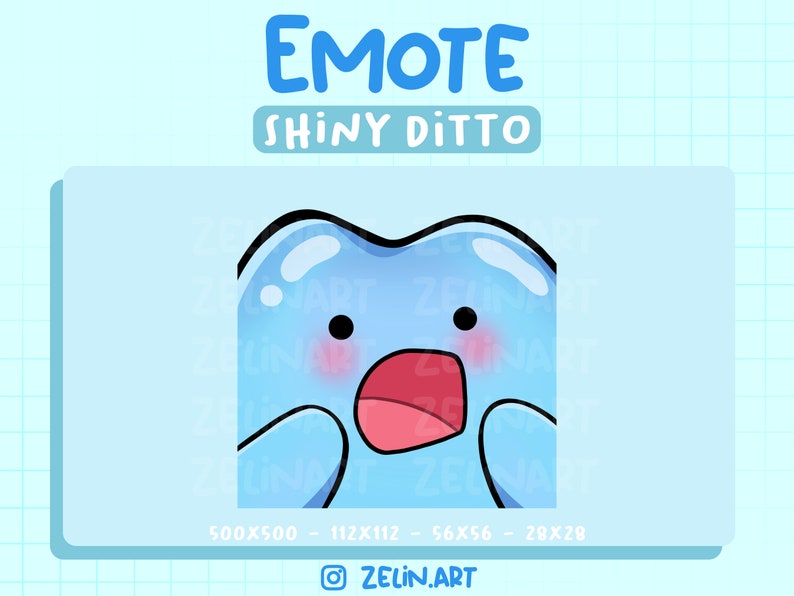 Cute Shiny Ditto Shocked Pokemon Emote for Twitch, Discord and Youtube ...