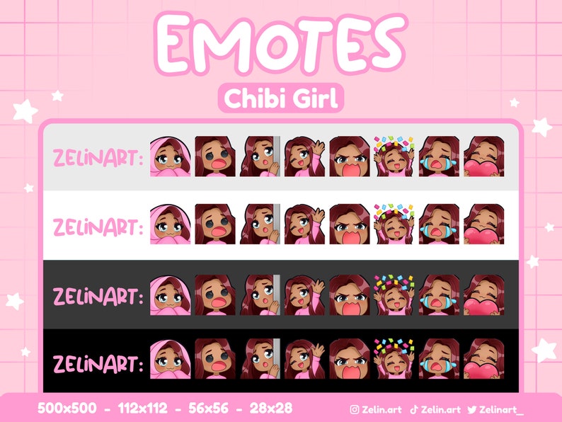Chibi Girl | Emote Bundle for Twitch, Discord and Youtube | Burgundy ...