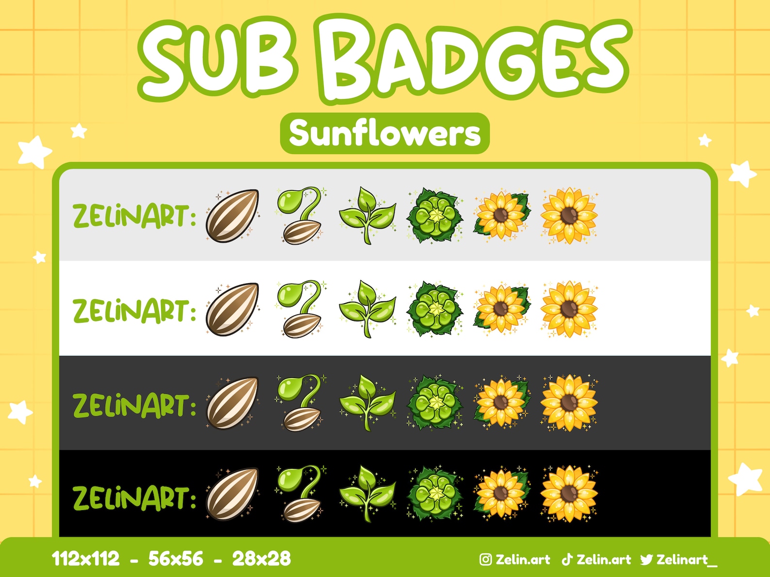 Sunflower Grow Cycle | Sub / Bit Badges Bundle for Twitch, Discord and ...