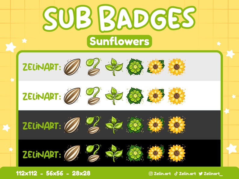 Sunflower Grow Cycle | Sub / Bit Badges Bundle for Twitch, Discord and ...