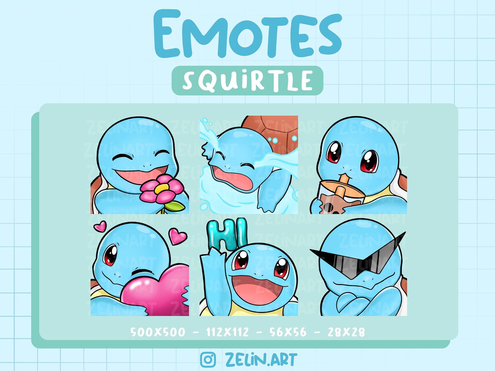 Cute Squirtle Pokemon Emote Bundle for Twitch, Discord and Youtube ...