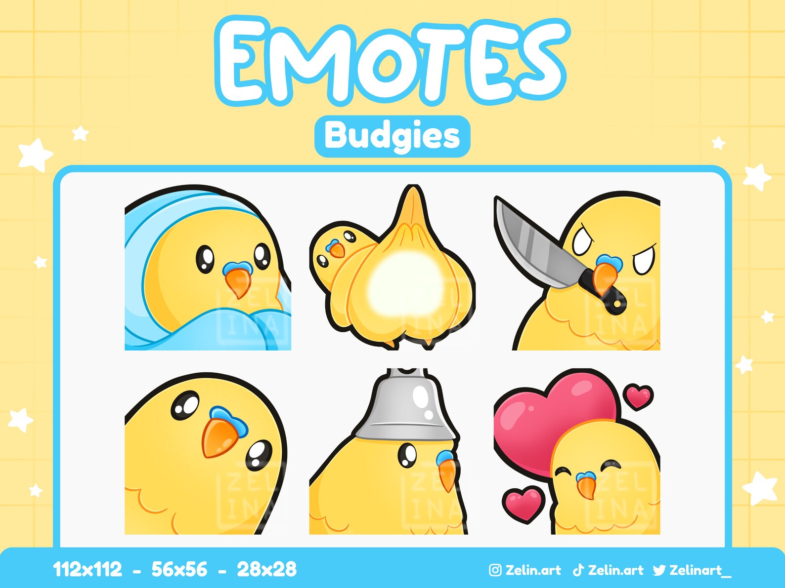 Yellow Budgie | Emote Bundle for Twitch, Discord and Youtube | Stream ...