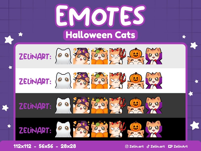 Orange Halloween Cats | Emote Bundle for Twitch, Discord and Youtube ...