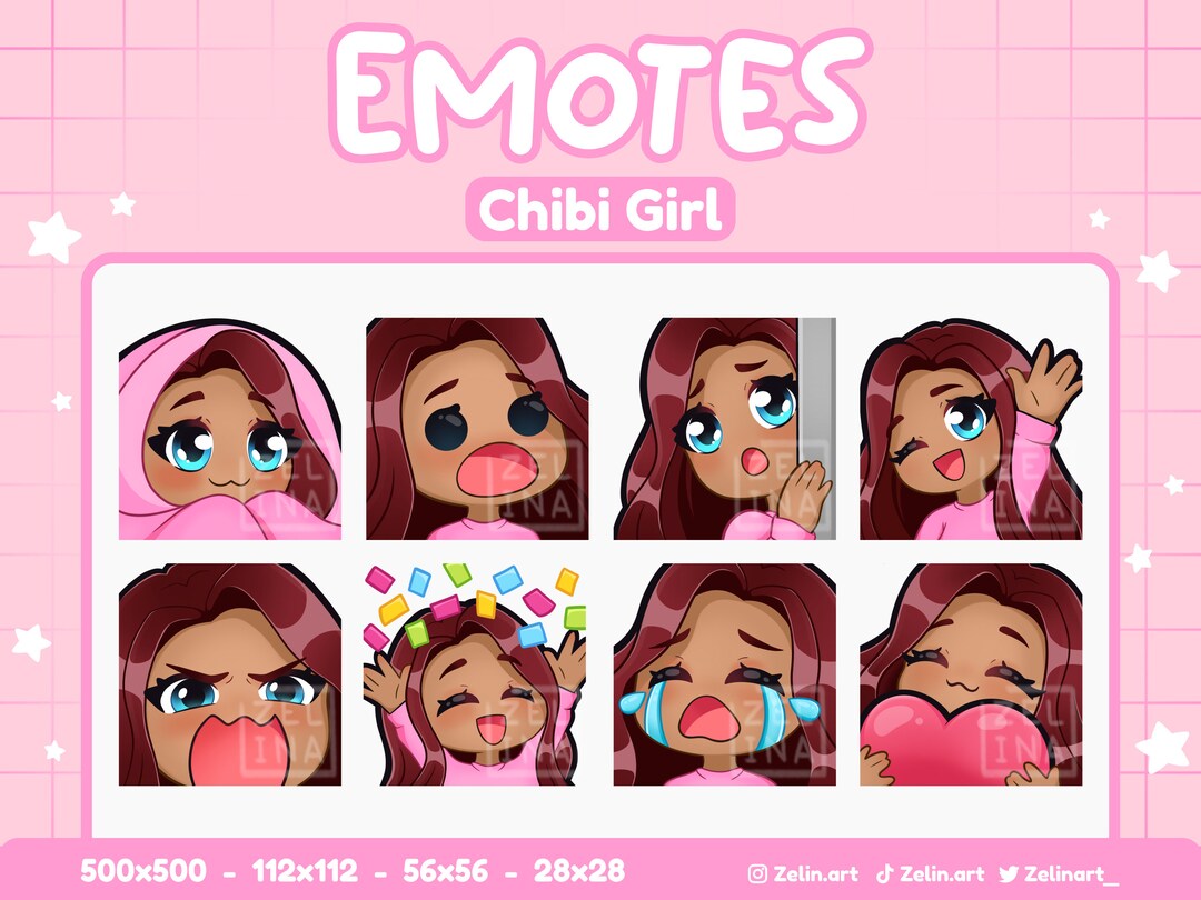 Chibi Girl | Emote Bundle for Twitch, Discord and Youtube | Burgundy ...