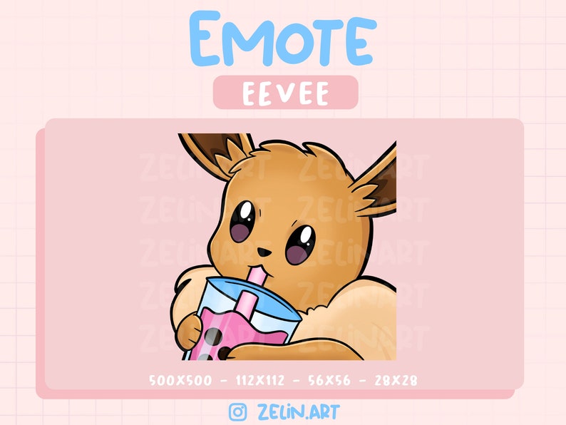 Cute Eevee Boba Pokemon Emote For Twitch Discord And Youtube Etsy
