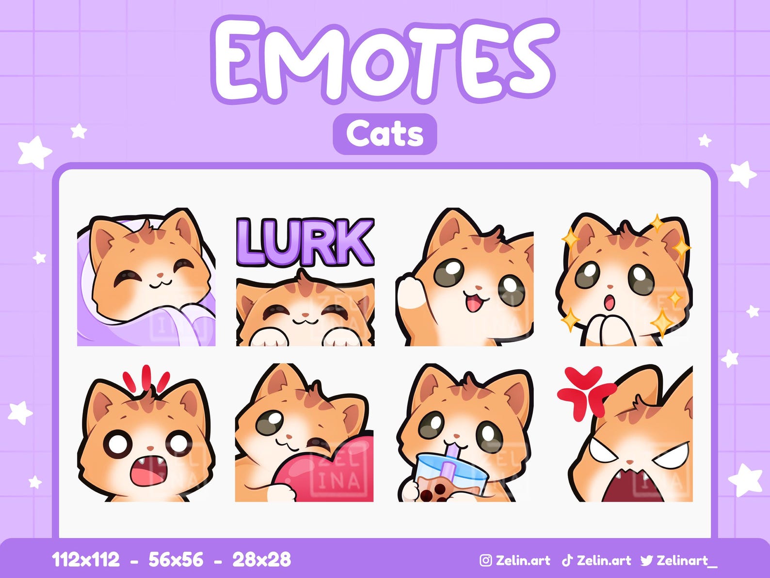 Orange Cats | Emote Bundle for Twitch, Discord and Youtube | Stream ...