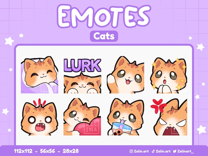 Orange Cats | Emote Bundle for Twitch, Discord and Youtube | Stream ...