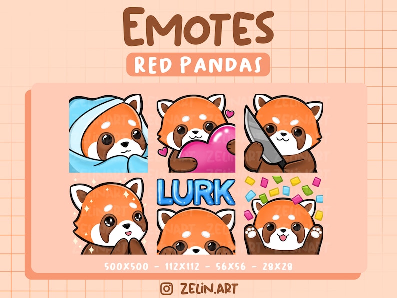Cute Red Pandas Emote Bundle for Twitch, Discord and Youtube | Streamer ...