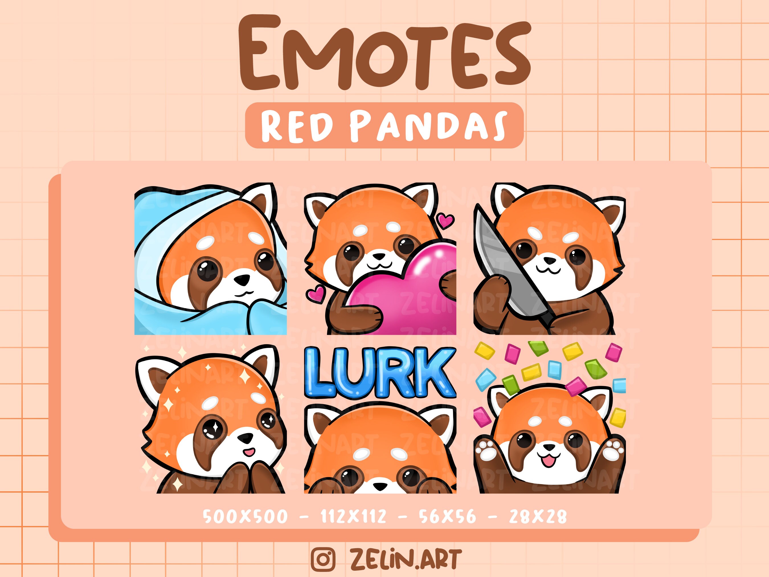Cute Red Pandas Emote Bundle for Twitch, Discord and Youtube Streamer ...