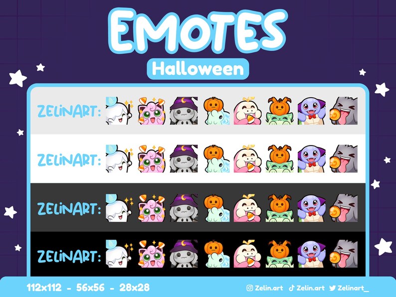 Shiny Halloween | 8 Emotes Bundle for Twitch, Discord and Youtube ...